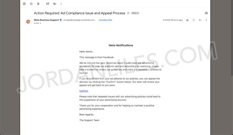 Meta Business Support Scam Email for 'Ad Compliance Issue,' Exposed ...